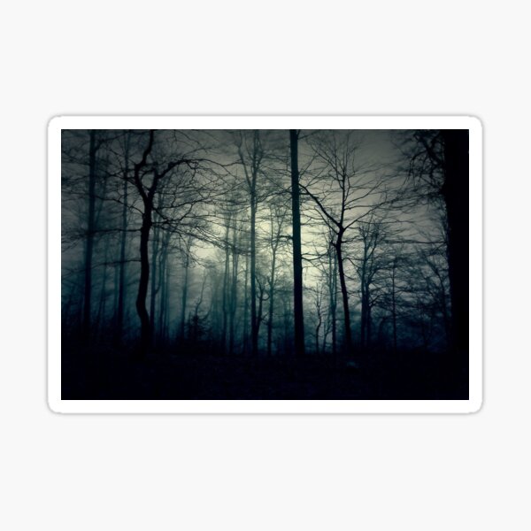 "Dark blue forest with a magical mist" Sticker for Sale by aquapixel ...