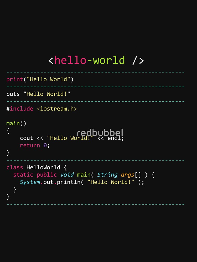 "Hello World in Multiple Languages" T-shirt by redbubbel | Redbubble ...