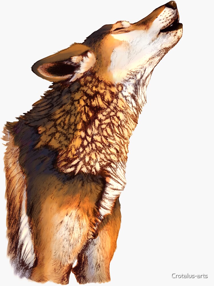 "Red Wolf Howling at the Dawn" Sticker for Sale by Crotalus-arts ...