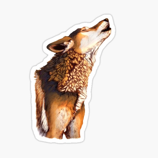 "Red Wolf Howling at the Dawn" Sticker for Sale by Crotalus-arts ...