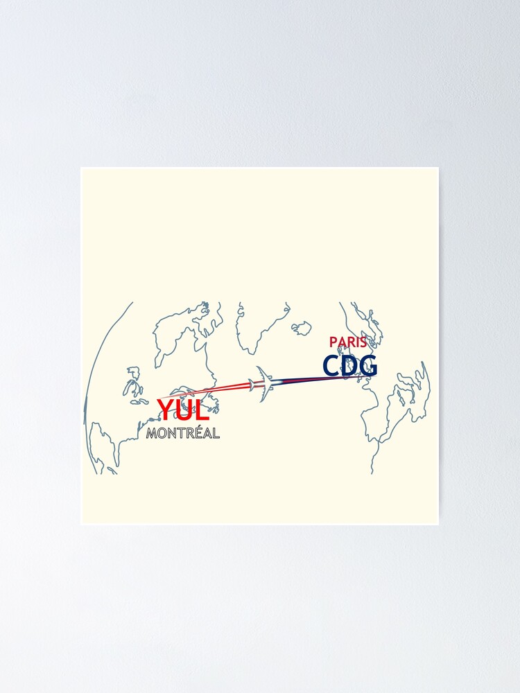 "YUL-CDG Map" Poster for Sale by TransportTees | Redbubble
