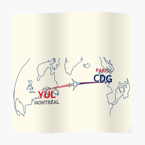 "YUL-CDG Map" Poster for Sale by TransportTees | Redbubble
