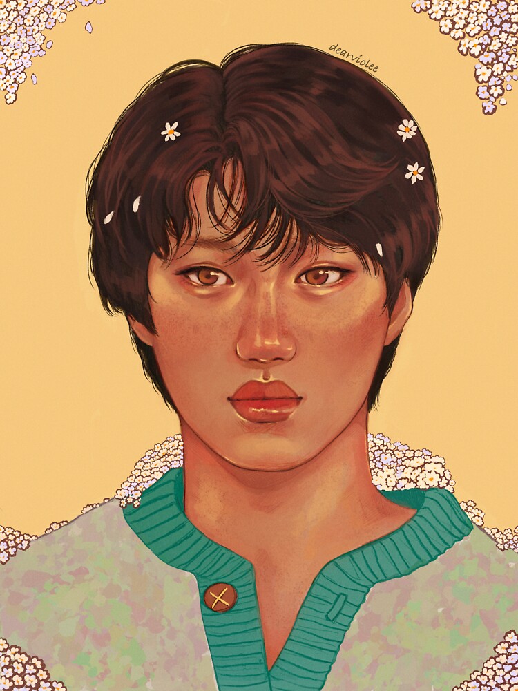 "EXO KAI & flowers" Sticker for Sale by dearviolee | Redbubble