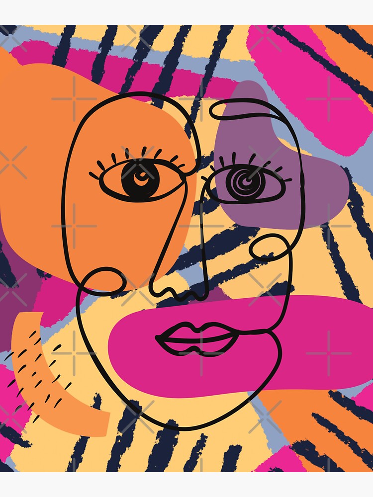 "Funky Abstract Face" Sticker for Sale by Oelaryf | Redbubble
