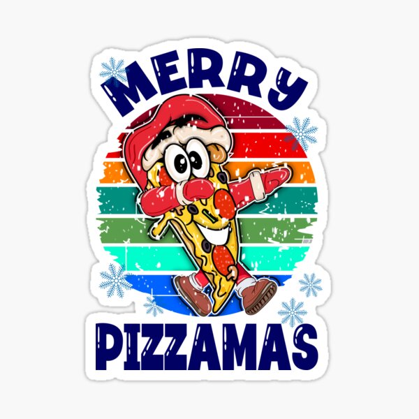 "Merry Pizzamas, Funny Christmas Pizza" Sticker for Sale by ...