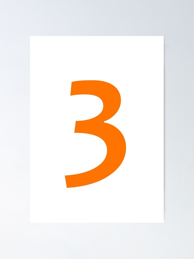 Póster «Número de color naranja 3 | Número tres de color naranja» de ...