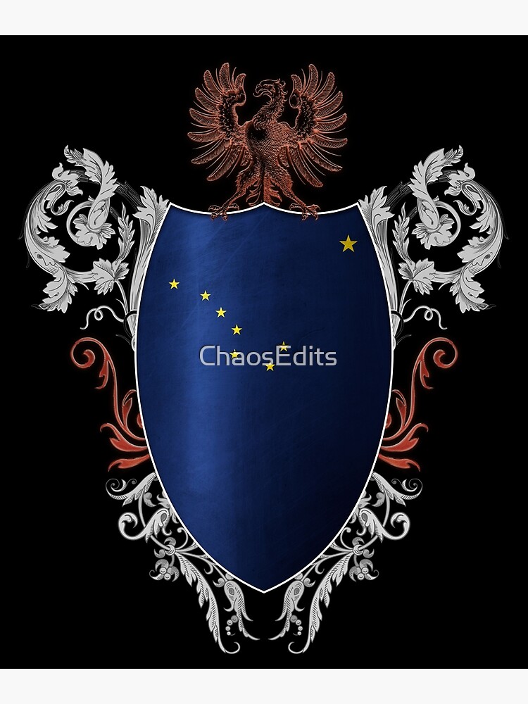 "Alaska flag medieval heraldry coat of arms style" Art Print for Sale ...