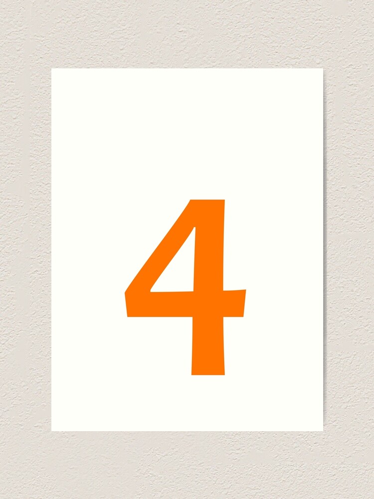 Lámina artística «Número de color naranja 4 | Número cuatro de color ...