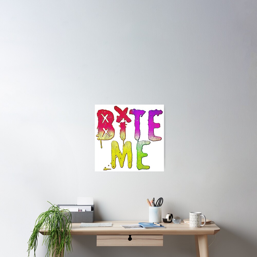 "Bite Me Cyberpunk Logo" Poster for Sale by asteea | Redbubble