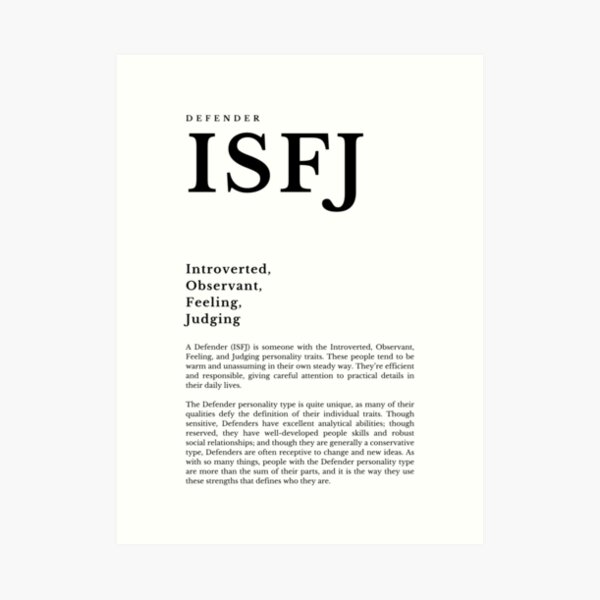 "isfj - mbti" Art Print for Sale by verticalley | Redbubble