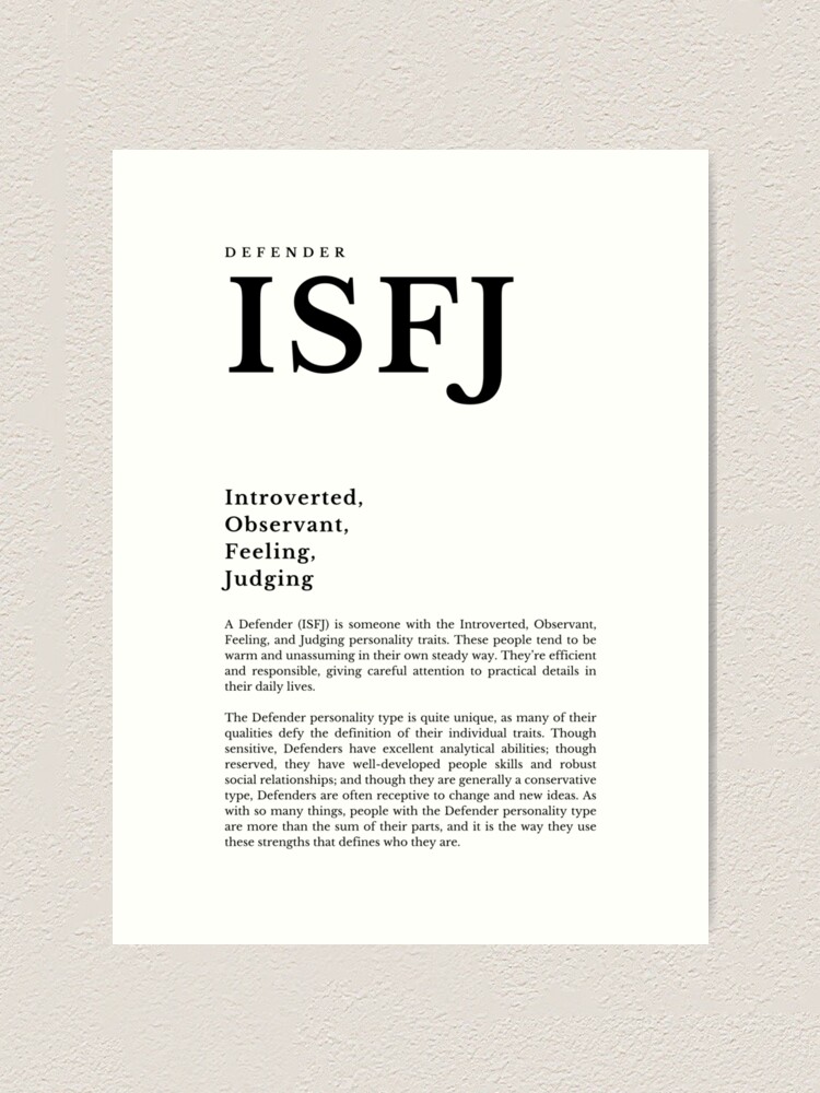 "isfj - mbti" Art Print for Sale by verticalley | Redbubble