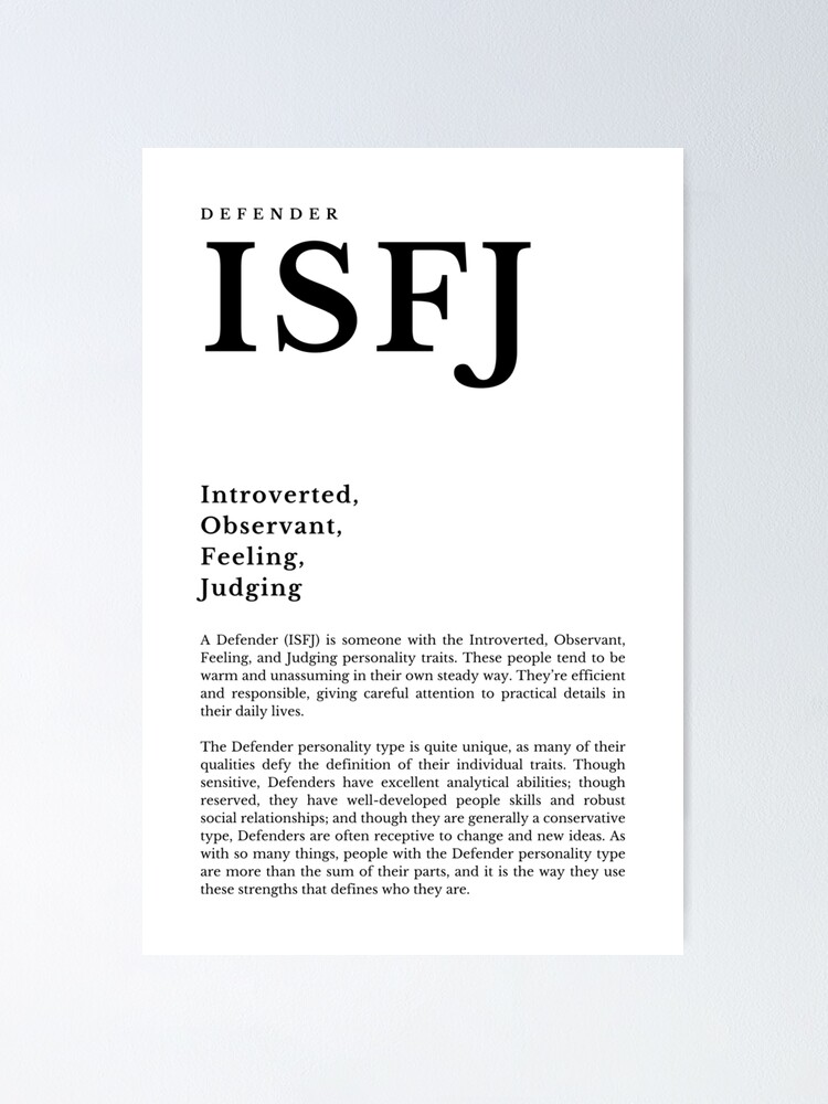 "isfj - mbti" Poster for Sale by verticalley | Redbubble
