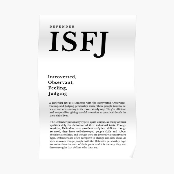 "isfj - mbti" Poster for Sale by verticalley | Redbubble