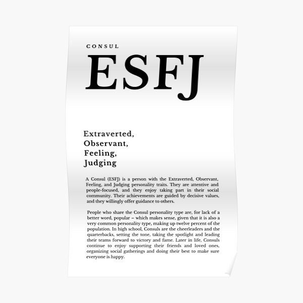 "esfj - mbti" Poster for Sale by verticalley | Redbubble