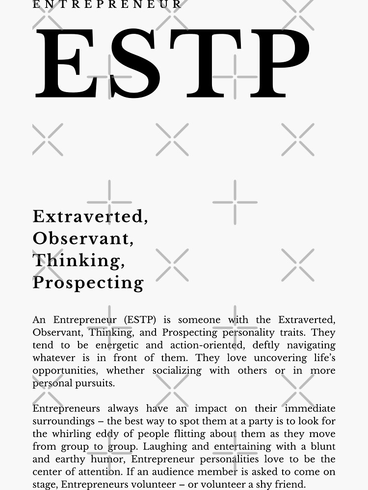 "estp - mbti" Sticker for Sale by verticalley | Redbubble