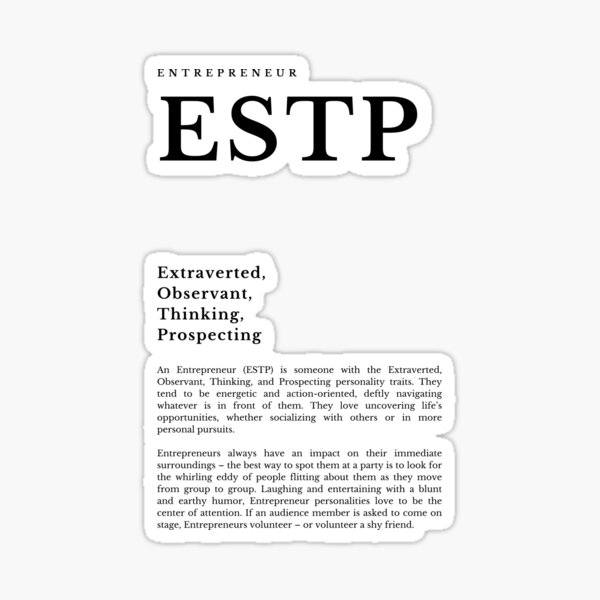 "estp - mbti" Sticker for Sale by verticalley | Redbubble