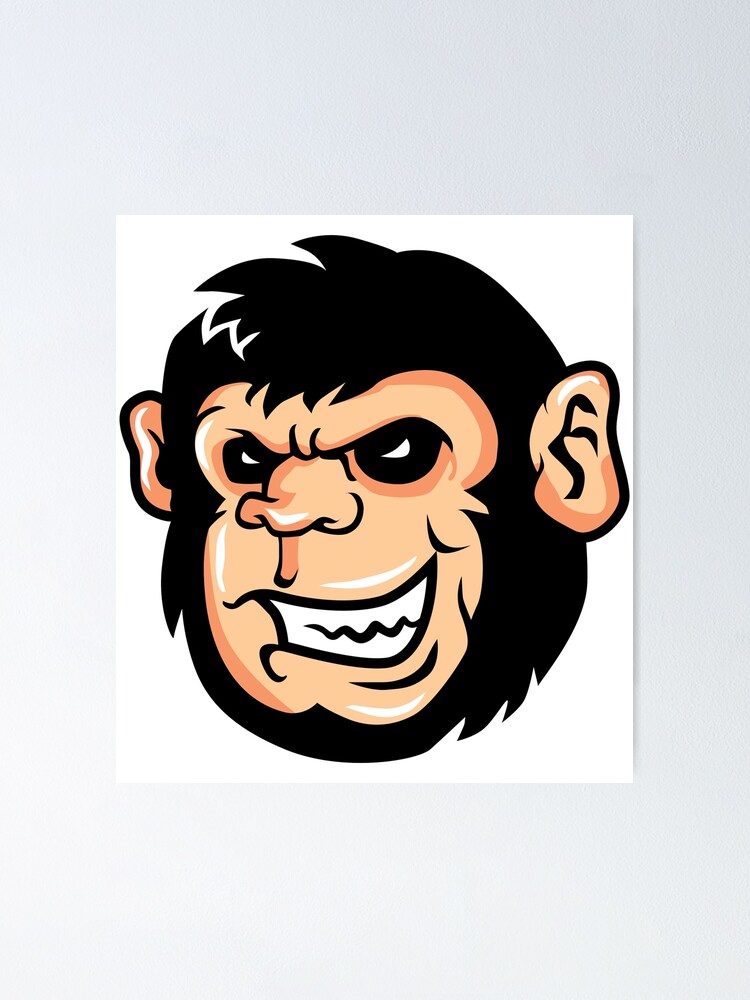Póster «Ilustración de cabeza de mono: idea de regalo con diseño de ...