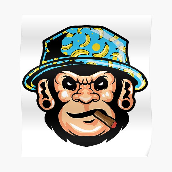 Póster «Ilustración de mono fumador: idea de regalo con diseño de mono ...