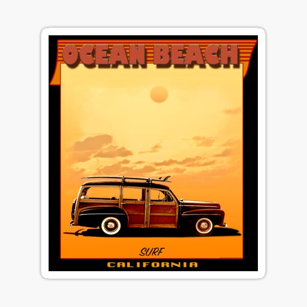 "Ocean Beach California Surf and Beach Town" Sticker for Sale by ...