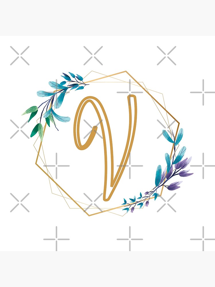 "Cursive Letter V Floral Frame" Poster for Sale by LetterMom | Redbubble