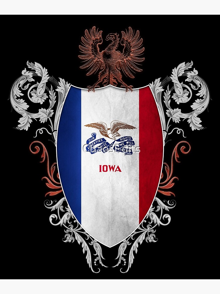 "Iowa flag medieval heraldry coat of arms style" Poster for Sale by ...