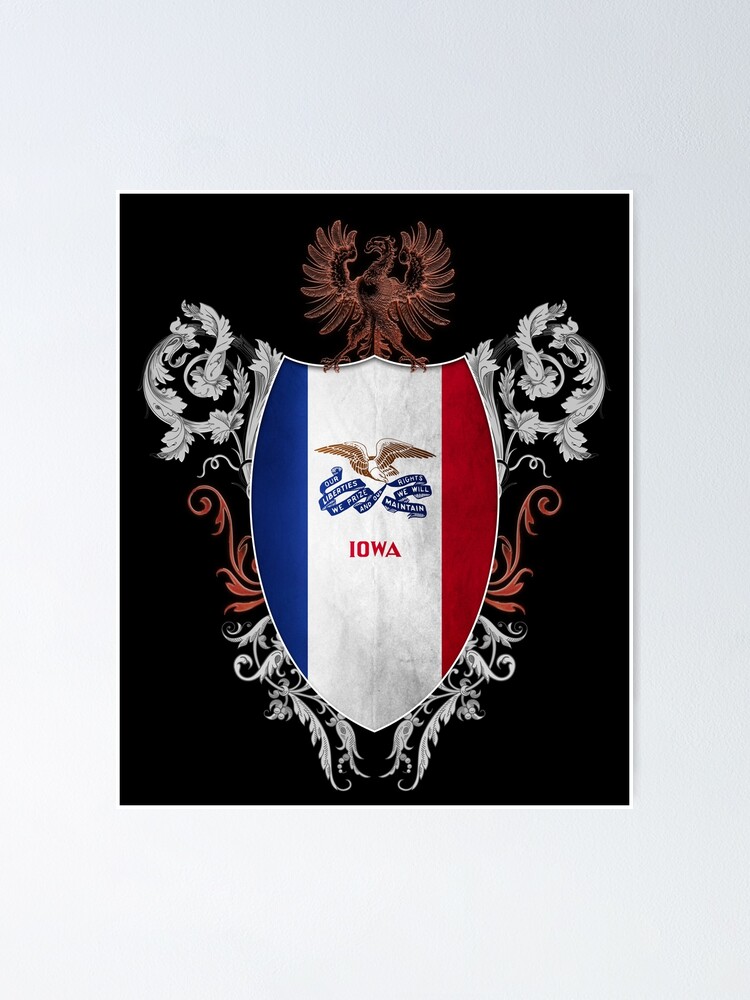 "Iowa flag medieval heraldry coat of arms style" Poster for Sale by ...