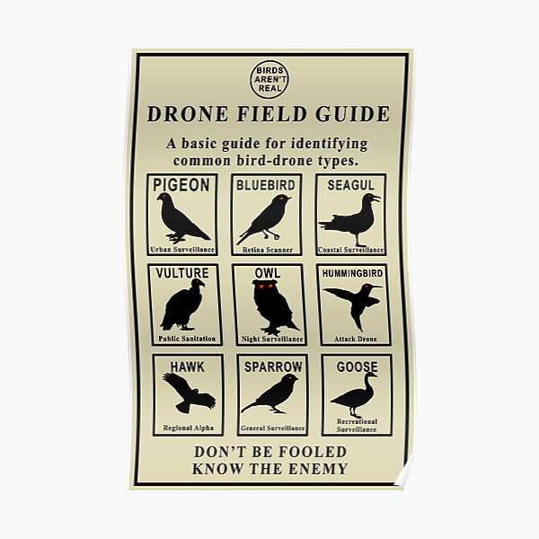 "Birds Aren't Real DRONE Field Guide" Poster for Sale by jennypool ...