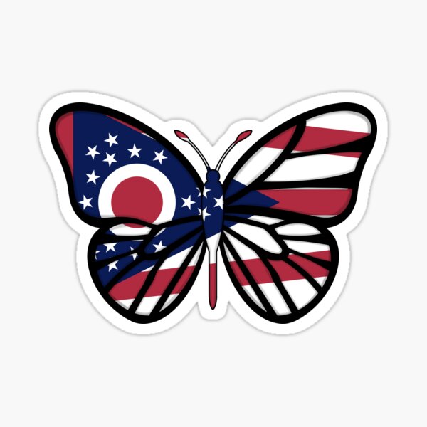 "State of Ohio Flag Butterfly" Sticker by Gsallicat | Redbubble