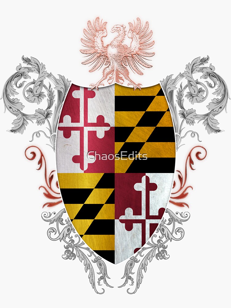 Pegatina «Maryland bandera heráldica medieval estilo de escudo de armas ...