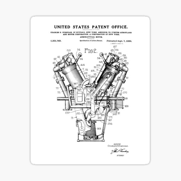 "AIRCRAFT MOTOR PATENT" Sticker for Sale by dickinsonme | Redbubble