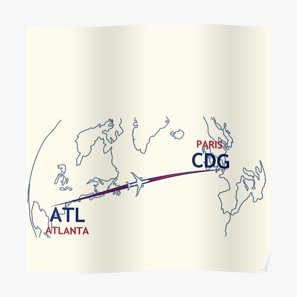 Póster «Mapa de ATL-CDG» de TransportTees | Redbubble