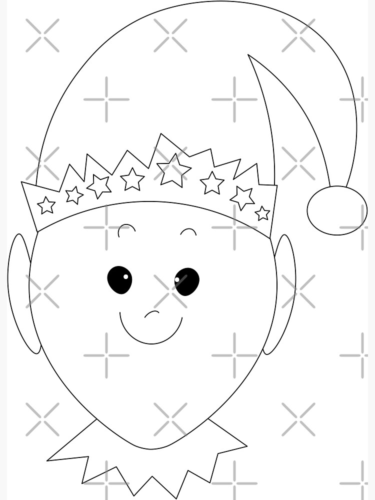 "COLOUR ME! Christmas Elf Boy, black and white, colouring page style ...