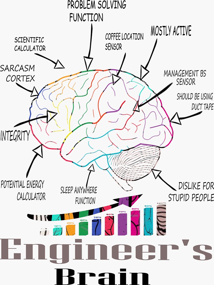 "Engineer's Brain Funny Anatomy" Sticker for Sale by boyastore | Redbubble
