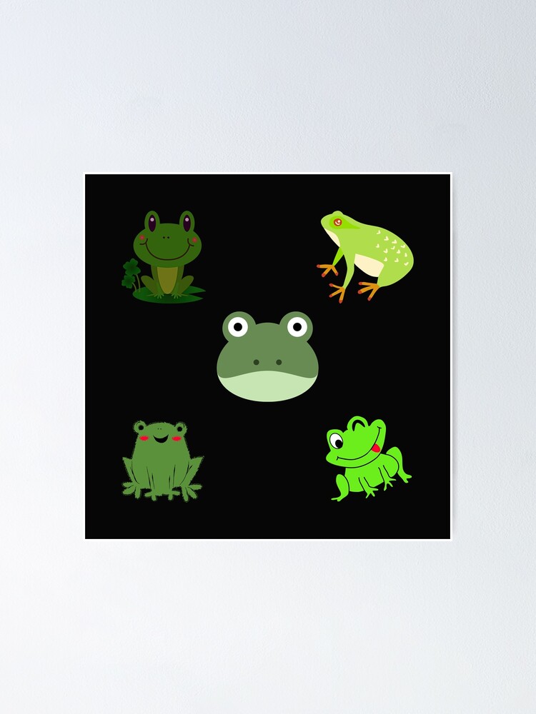 "A Group Of Green Cartoon Frogs" Poster for Sale by joybelledesigns ...