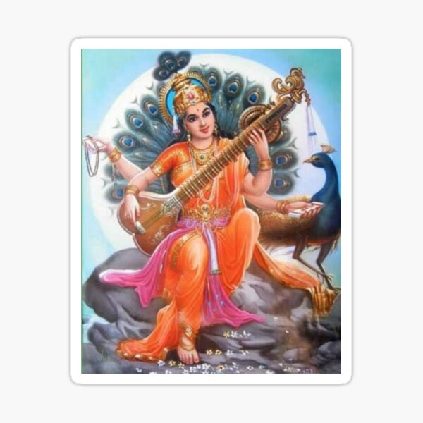 "Goddess Saraswati Art" Sticker by KamyaSR | Redbubble