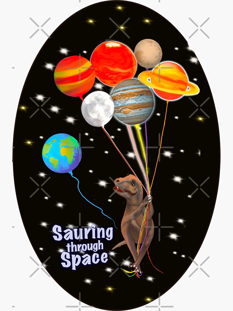 "Funny Baby T-Rex Dinosaur Saur-ing Through Space" Sticker for Sale by ...