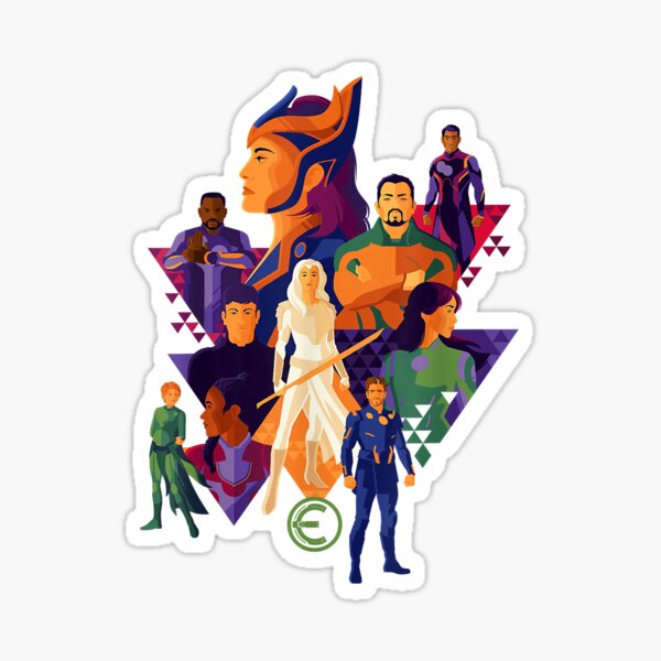 "Eternals Team of Immortal Beings Bold Color " Sticker by cornepadil ...