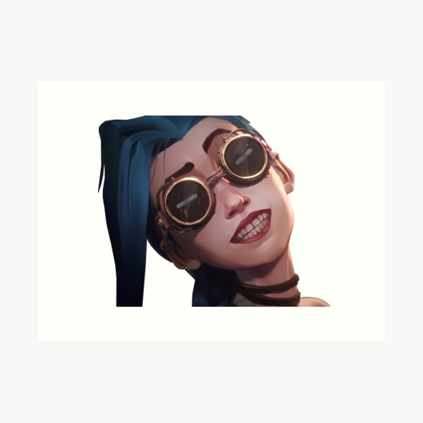 "Funny Cute Jinx Face - Jinx Fanart (Choose Your Background Color)" Art ...