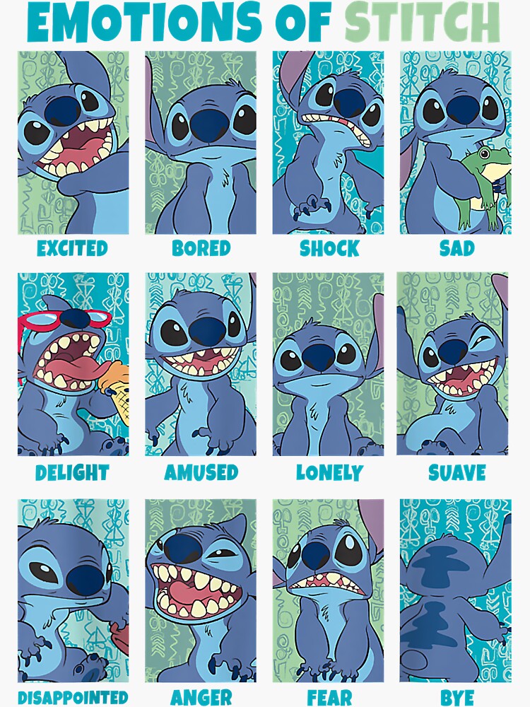 "Lilo & Stitch Emotions Of Stitch Panels " Sticker for Sale by ...