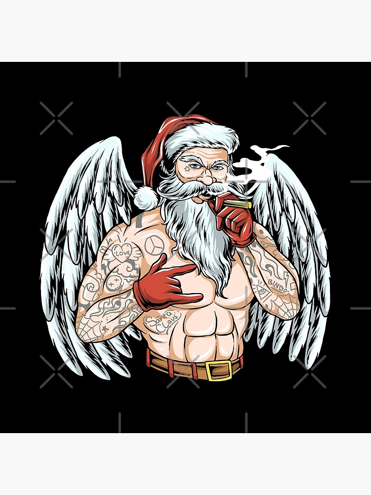 "Santa with angel wings and tattoo, Christmas,santa Claus" Poster for ...