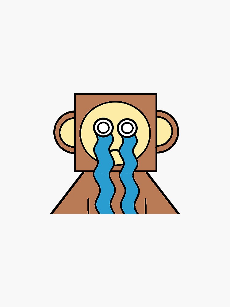 "Crying Square Monkey" Sticker by SaintAhn | Redbubble