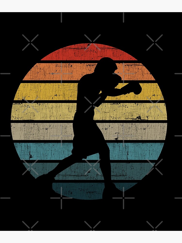 "Boxing Boxer Silhouette On A Distressed Retro Sunset design" Poster ...