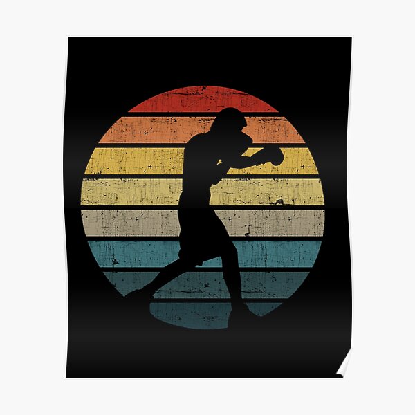 "Boxing Boxer Silhouette On A Distressed Retro Sunset design" Poster ...