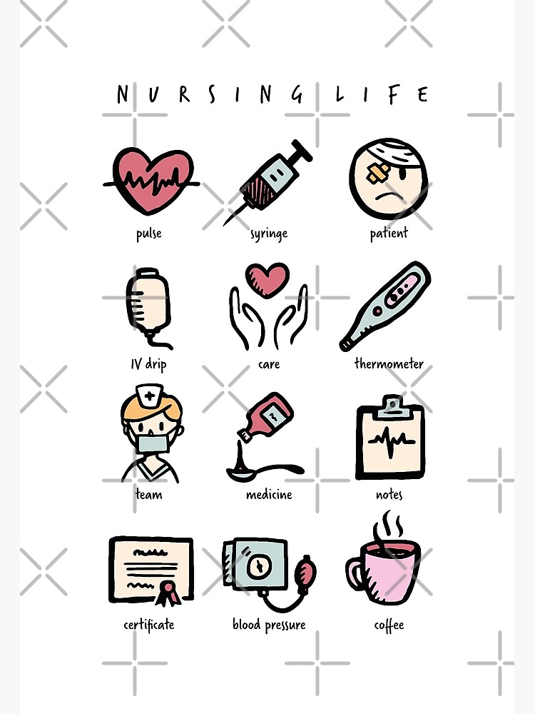 "Nursing life cute doodles" Poster for Sale by Eenig | Redbubble