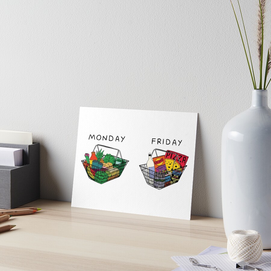 "monday vs friday food meme " Art Board Print for Sale by Made-By-Art ...