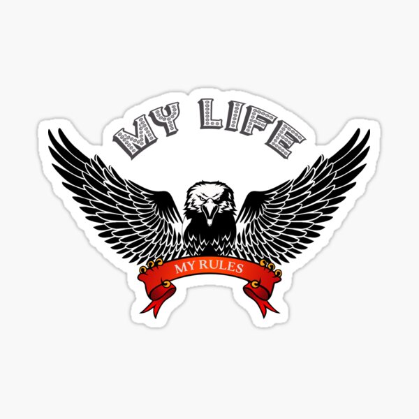"vector eagle holding a ribbon with the inscription, my life my rules ...