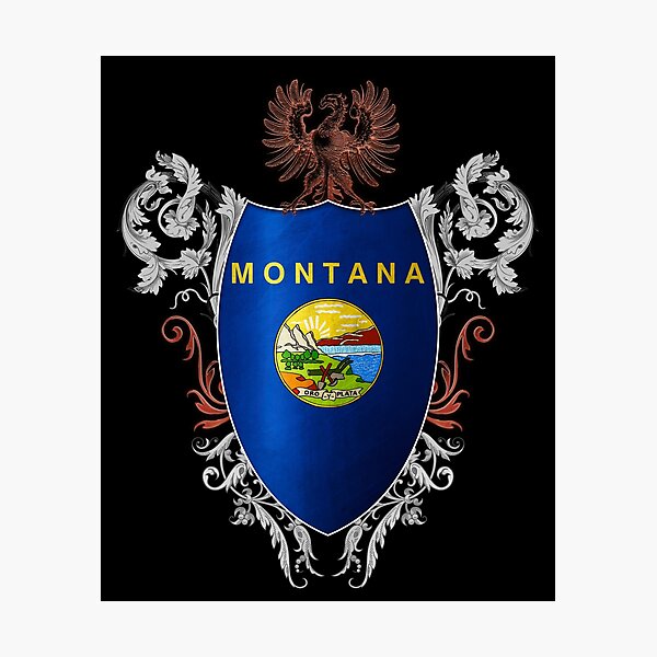 Impression photo « Drapeau du Montana style blason héraldique médiéval ...