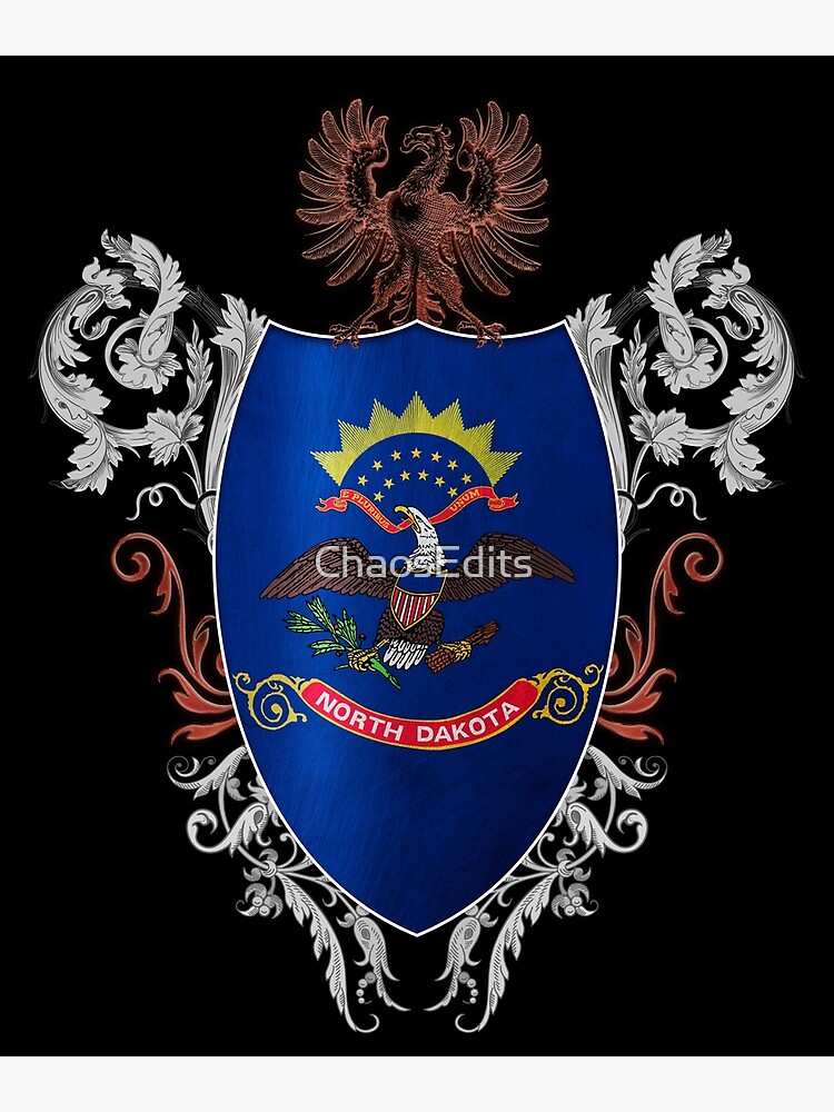 "North Dakota flag medieval heraldry coat of arms style" Poster for ...