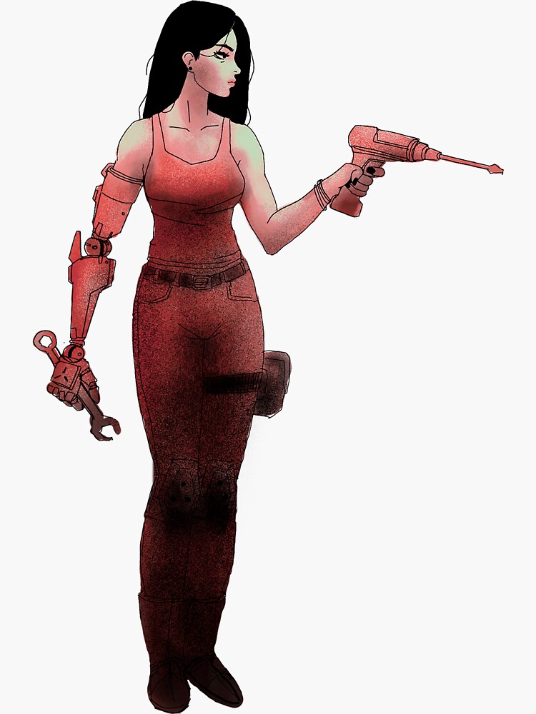 "Cyber Mechanic (red)" Sticker by crystaltotem | Redbubble