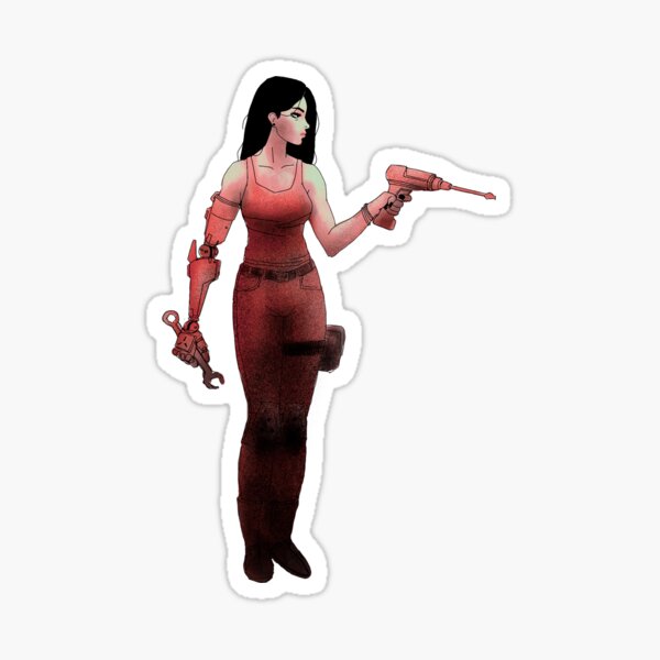 "Cyber Mechanic (red)" Sticker by crystaltotem | Redbubble